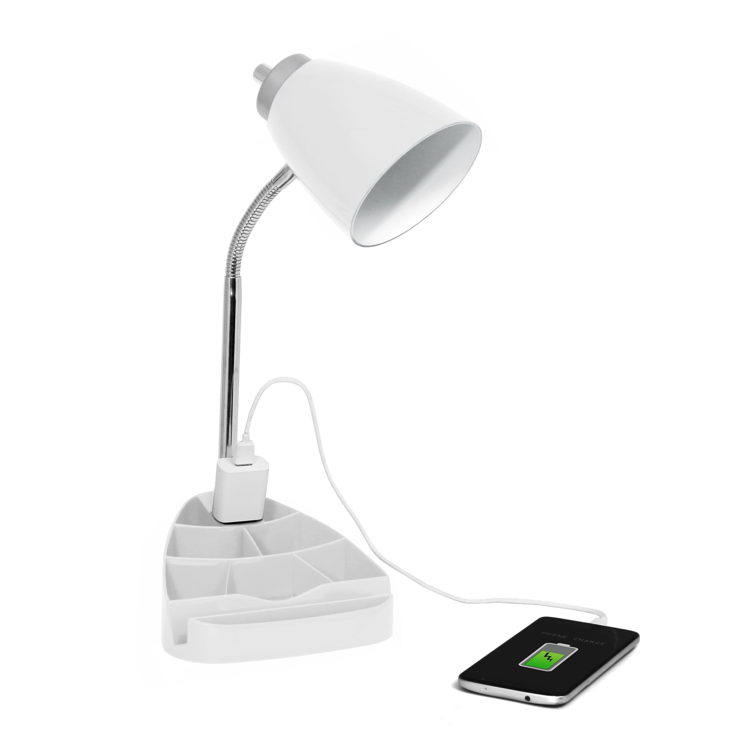 Limelights Gooseneck Desk Lamp with iPad Stand and Outlet - White - The ...