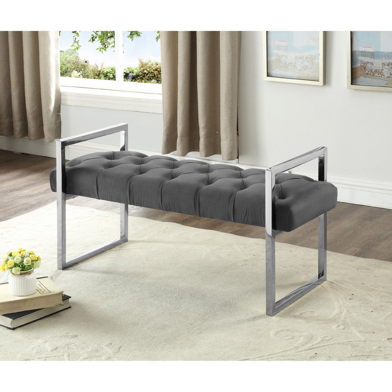 Imperial Tufted Bench with Silver Stand Grey Benches - The Brick