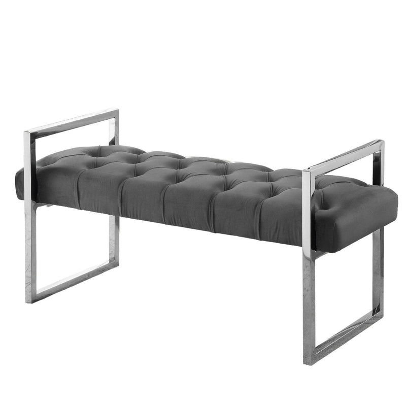 Imperial Tufted Bench with Silver Stand Grey Benches - The Brick