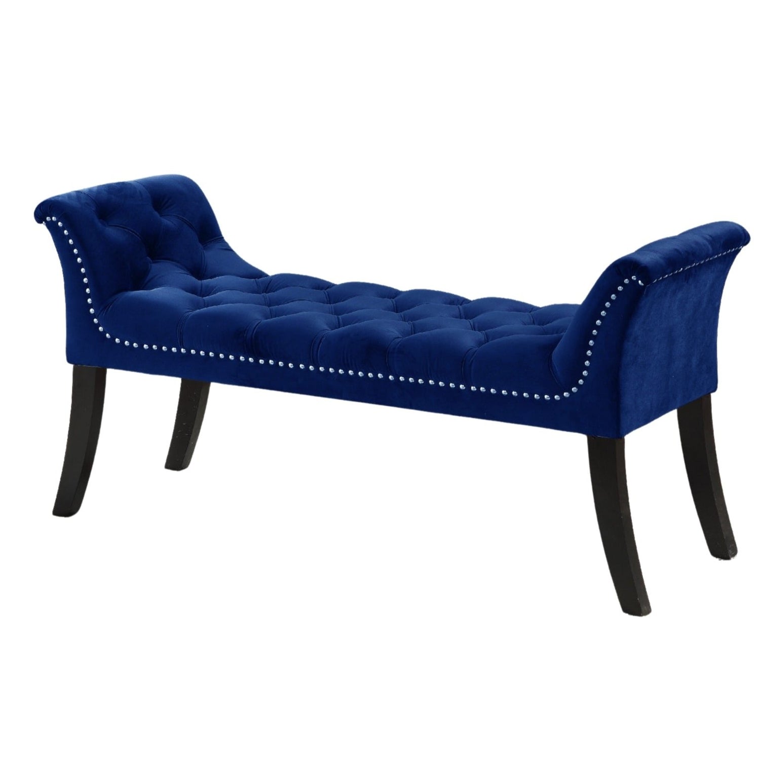 Imperial Tufted Bench with Armrest Navy Blue Benches - The Brick