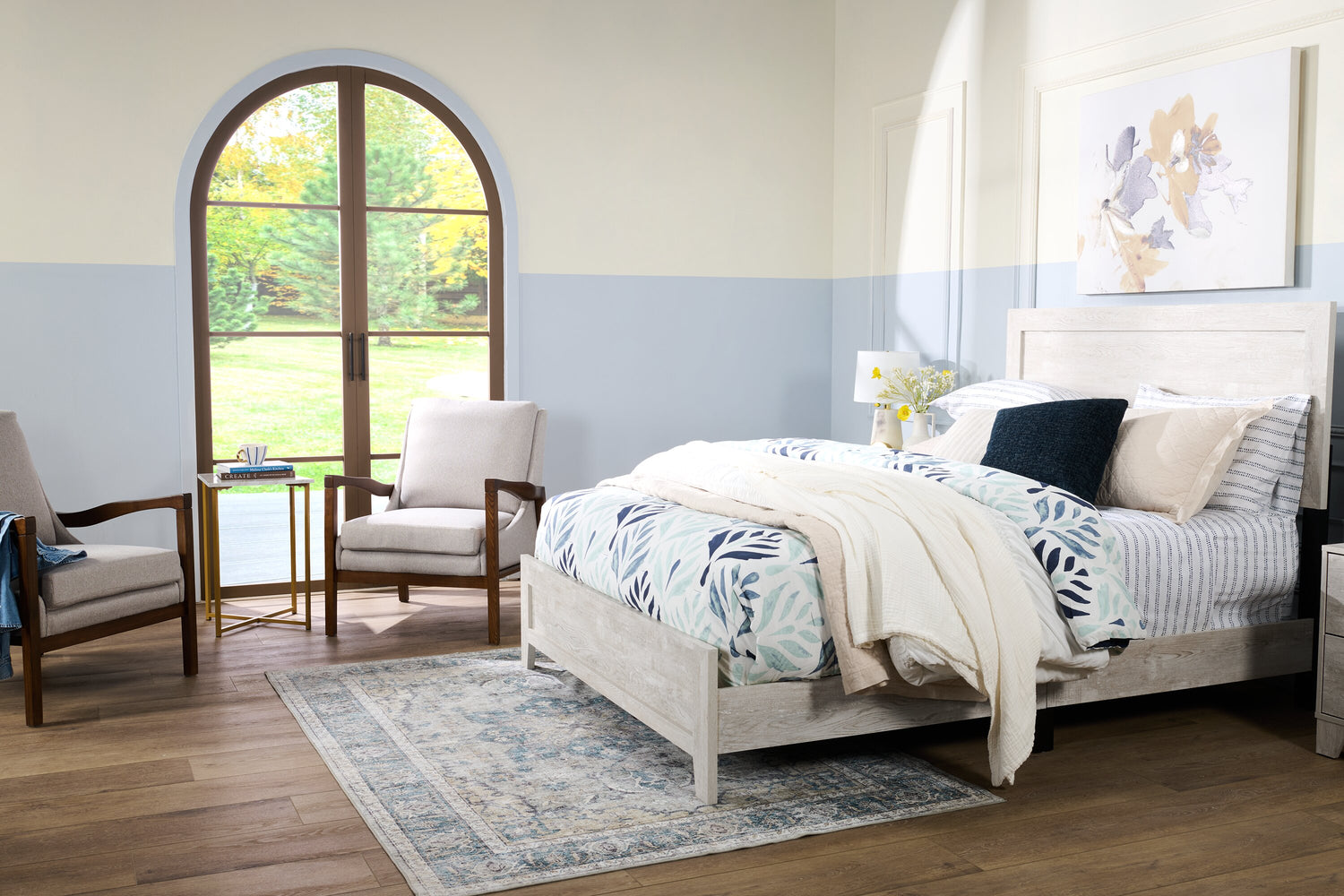 Arbor Panel Bed, Driftwood White - Queen Size - The Brick