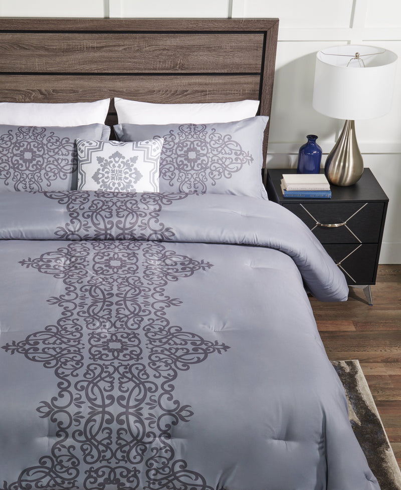 Arista 4-Piece King Comforter Set - Grey - The Brick