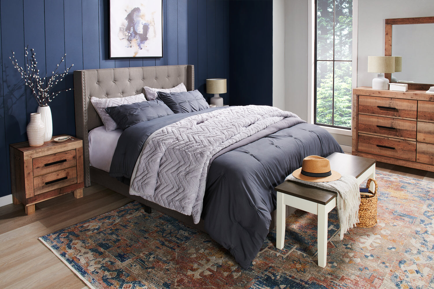 Ila upholstered wingback headboard store
