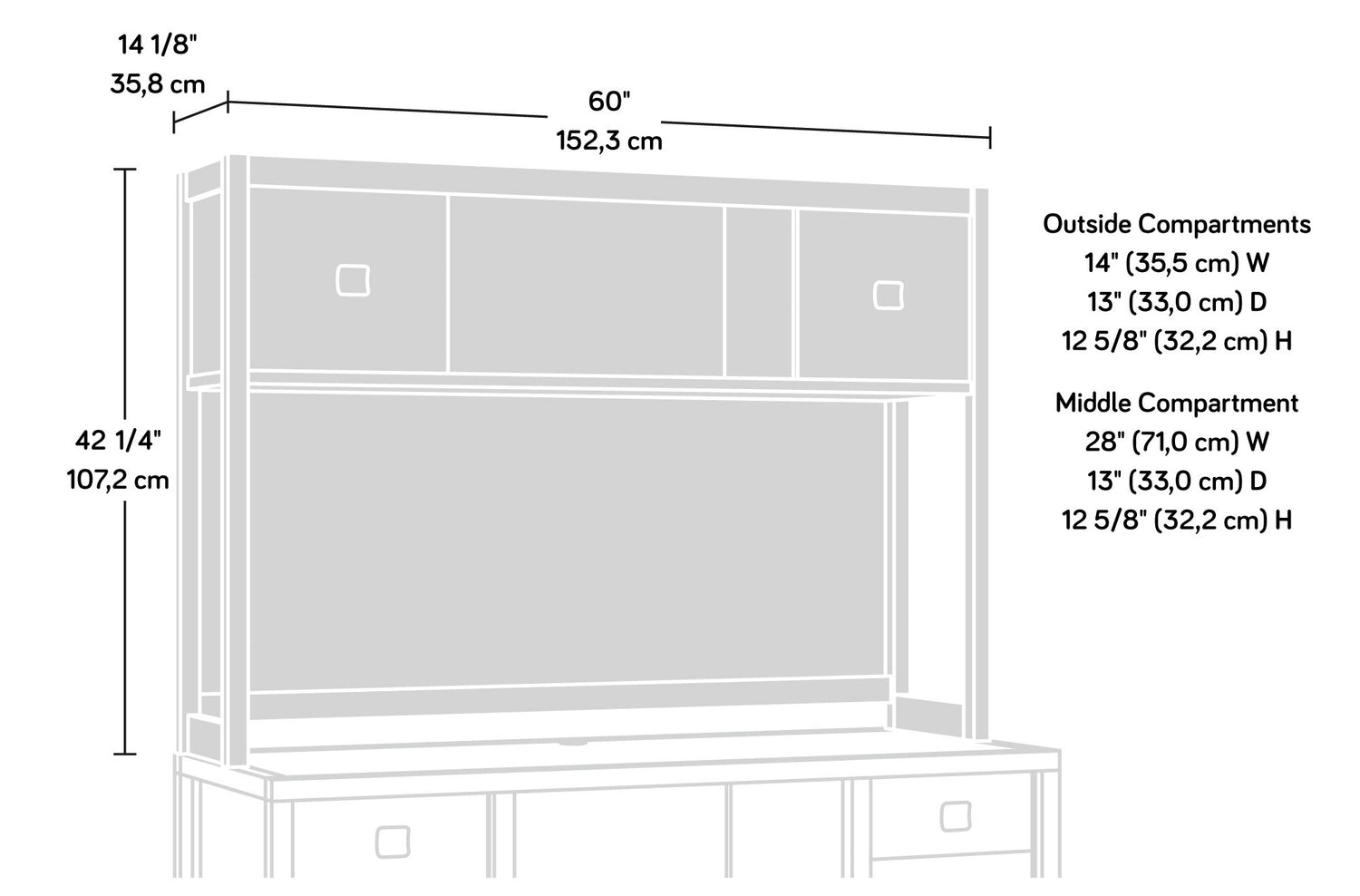 Cannery Bridge 60" Commercial Grade Hutch - Brown - The Brick