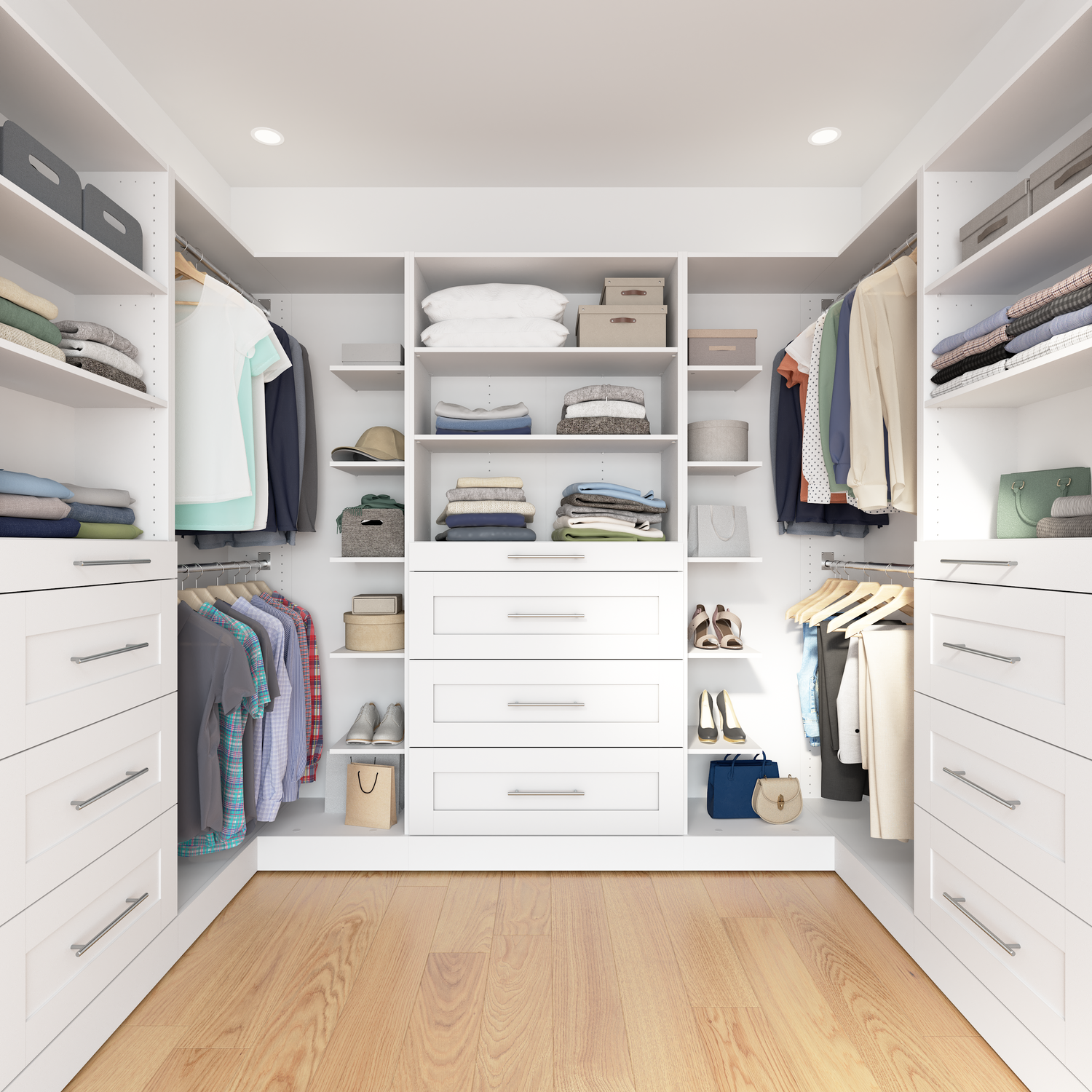 Bestar Florence 105" Modular U-Shaped Walk-In Closet System with Ro ...