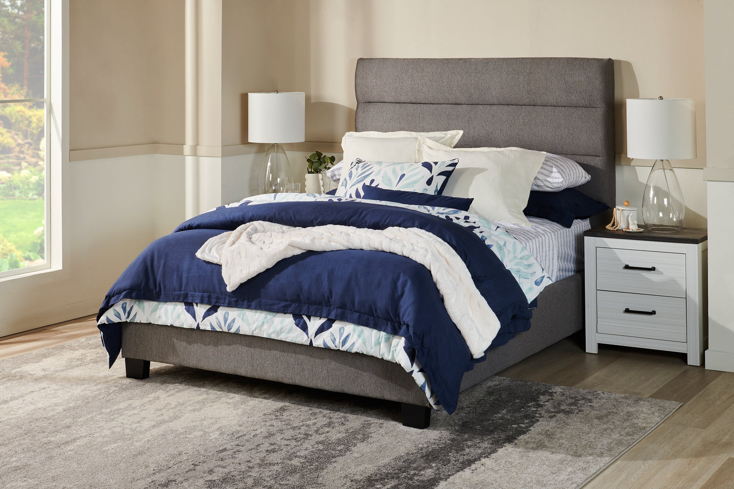 Kort & Co. Clay Upholstered Platfom Bed in Brown Vegan-Leather Fabr ...