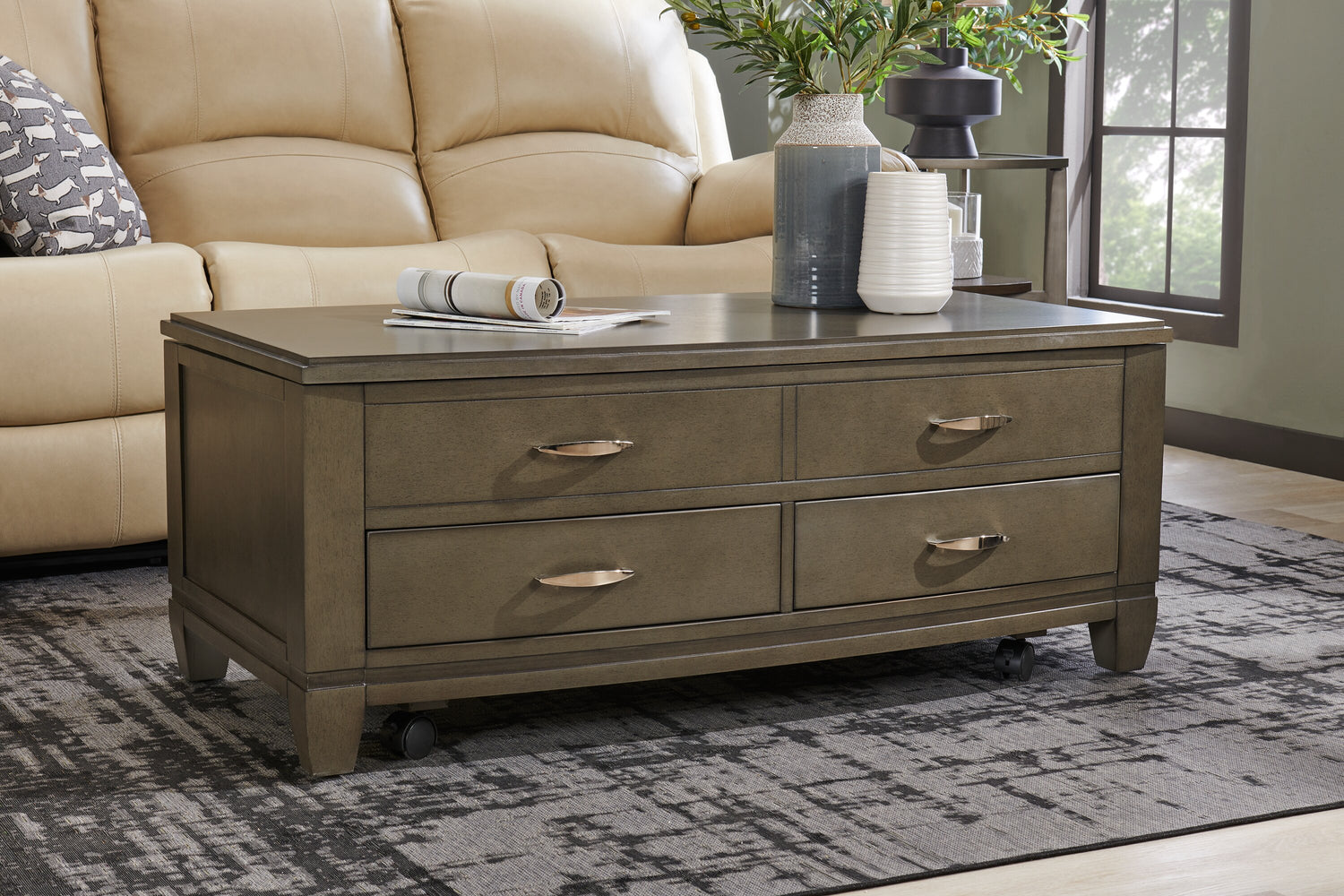 Downtown 48" Modern Lift Top Coffee Table with Storage and Casters ...