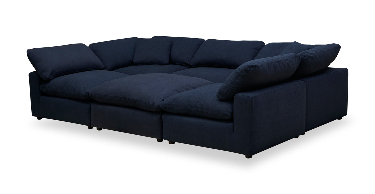 Eclipse Modular 6-Piece Linen-Look Fabric Pit Sofa Sectional with R ...