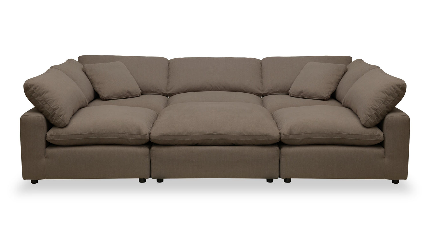 Eclipse Modular 6-Piece Linen-Look Fabric Pit Sofa Sectional with R ...