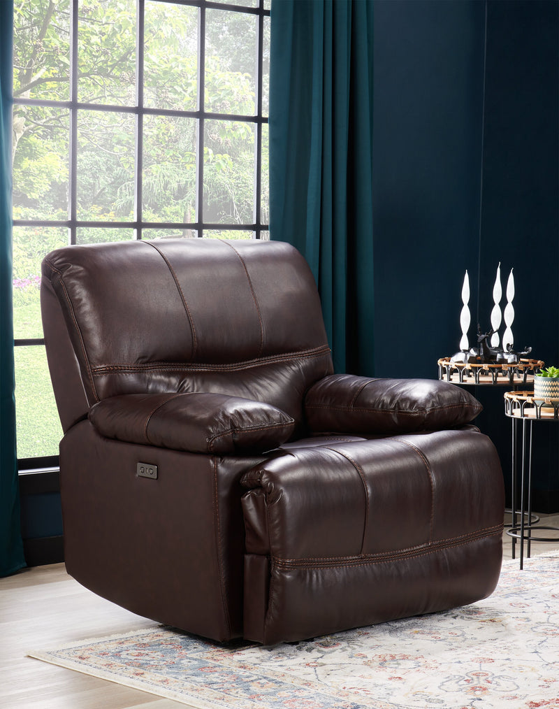 Franco Genuine Leather Power Recliner - Brown | The Brick