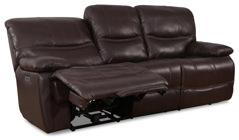 Franco Genuine Leather Power Reclining Sofa - Brown | The Brick