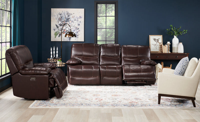 Franco Genuine Leather Power Reclining Sofa - Brown | The Brick