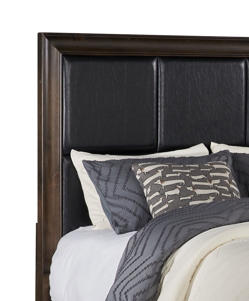 Kane Platform Storage Bed with Headboard & Frame, Vegan Leather, Br ...