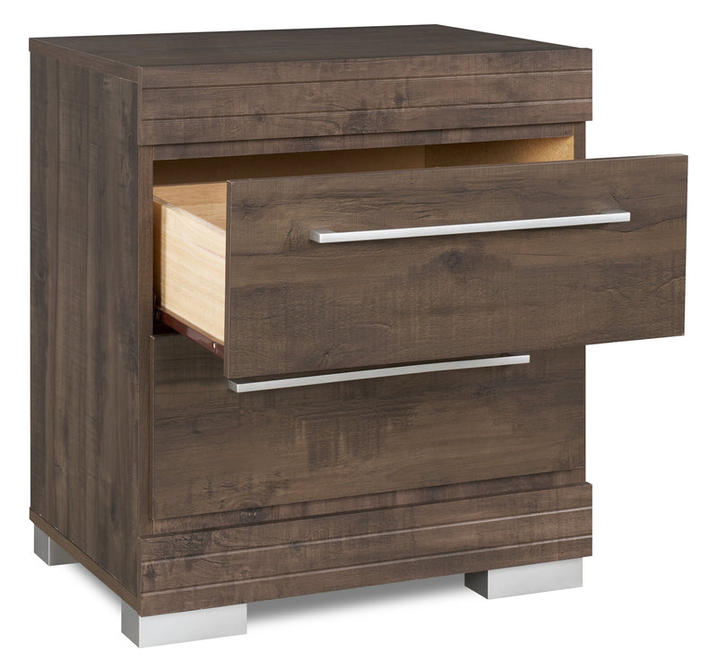Riley Bedside 2-Drawer Nightstand, 21"W x 24"H, Made in Canada - Grey ...
