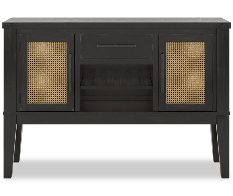 Shaw Dining Server with Storage & Built-In Wine Rack, Cane-Look Det ...