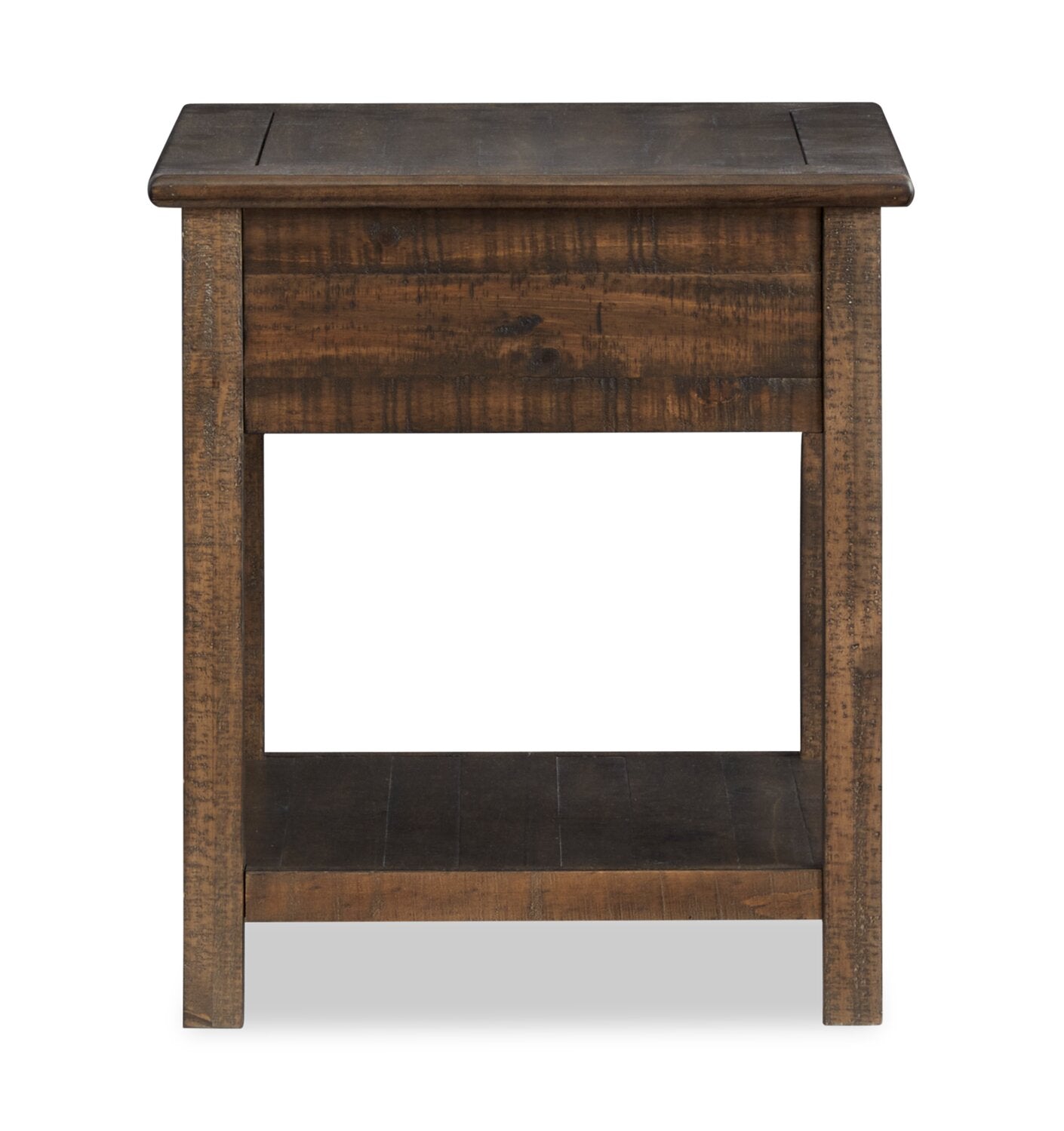 Edwin 22” Country Pine End Table with Storage - Homestead Brown - The Brick