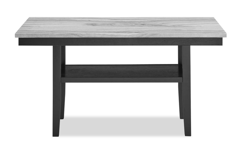 Libra Dining Table with Marble-Look Top & Storage Shelf, 60"W- Blac ...