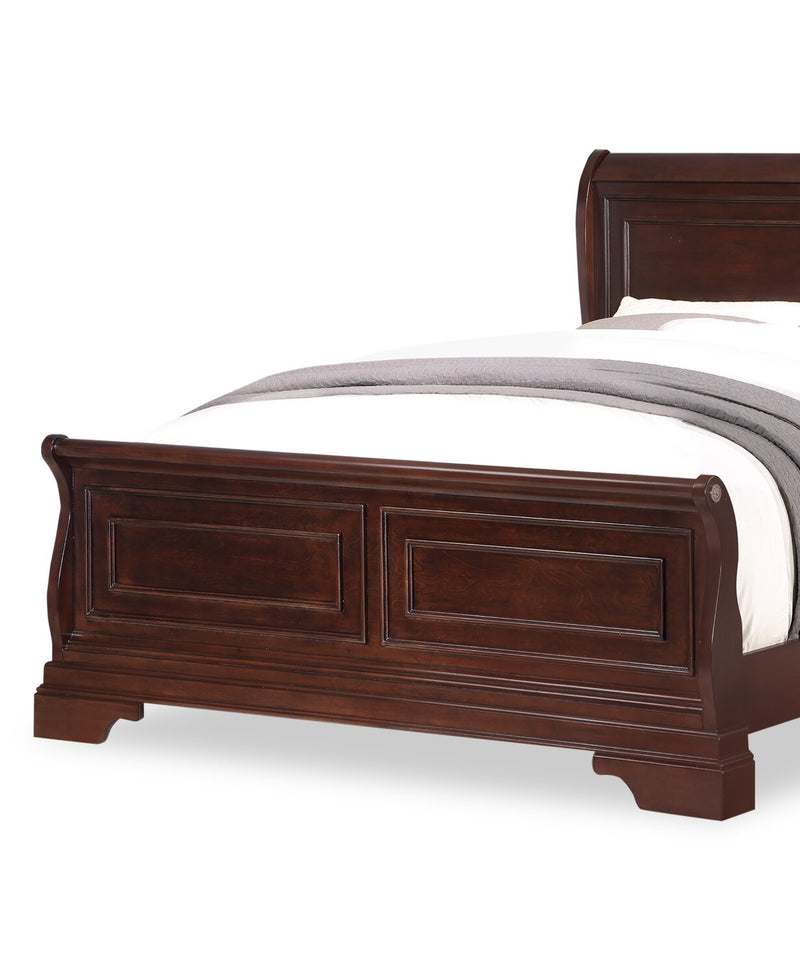 Marco Panel Bed with Headboard & Frame, Cherry Brown - Queen Size - The ...