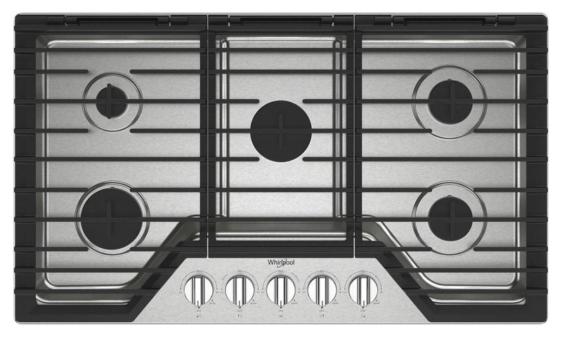 Whirlpool 36" Gas Cooktop with Fifth Burner and EZ-2-Lift™ Hinged C ...