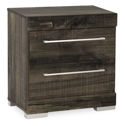 Riley Bedside 2-Drawer Nightstand, 21"W x 24"H, Made in Canada - Grey ...