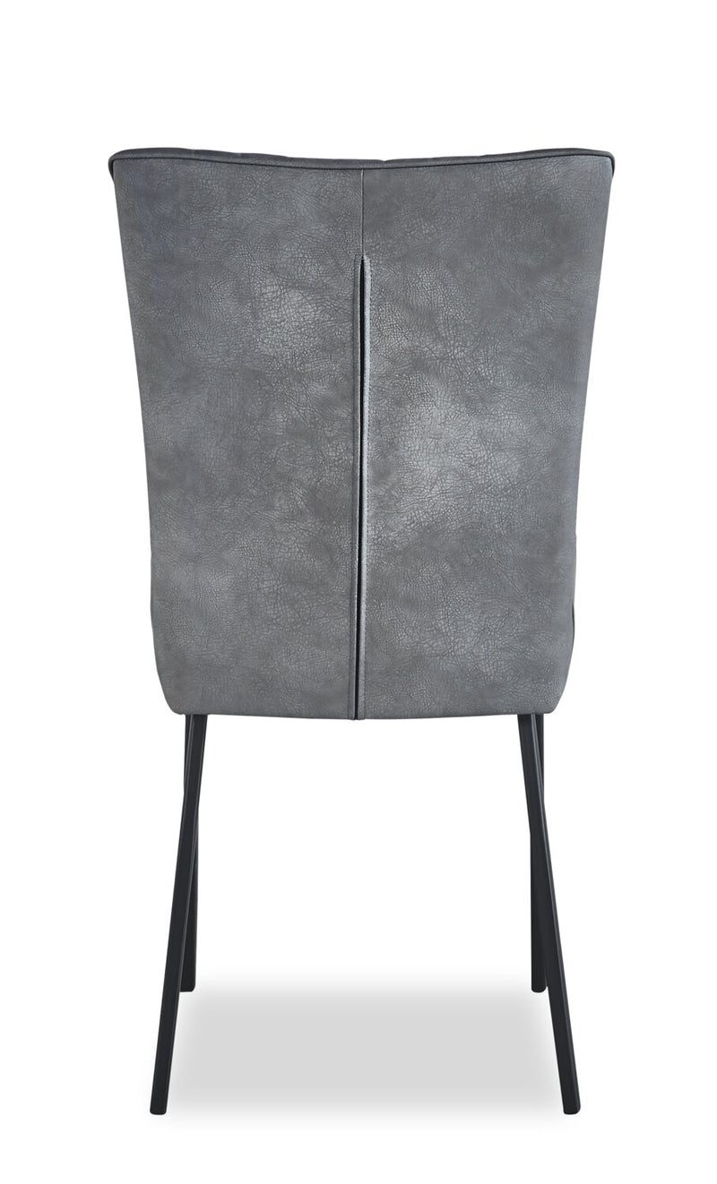 Ezra Dining Chair, Vegan Leather, Metal – Grey - The Brick