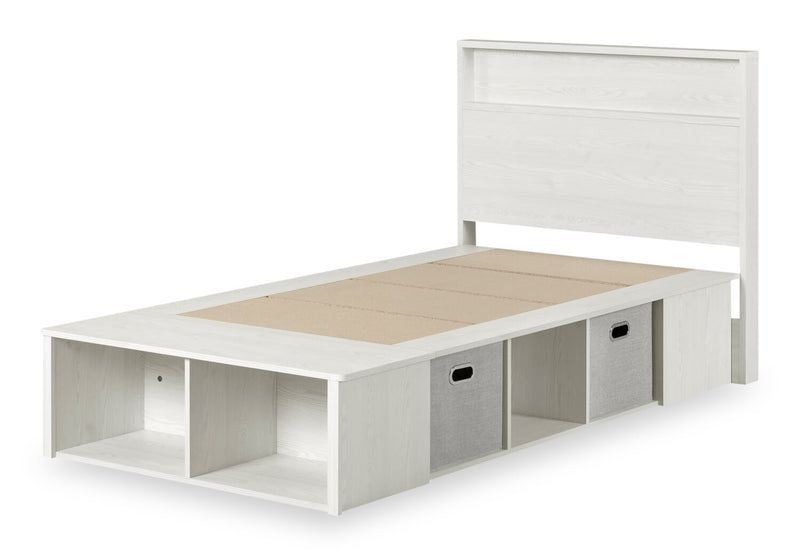 Everley Platform Bed Set with Panel Headboard, Built-in Storage & B ...