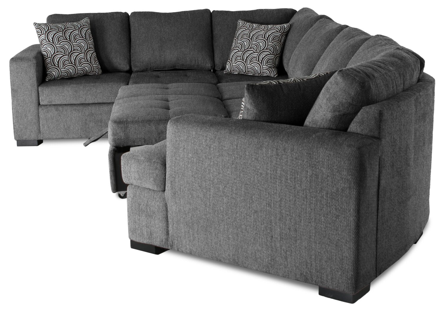 Legend 4-Piece Right-Facing Chenille Cuddler Sleeper Sectional - Pe ...