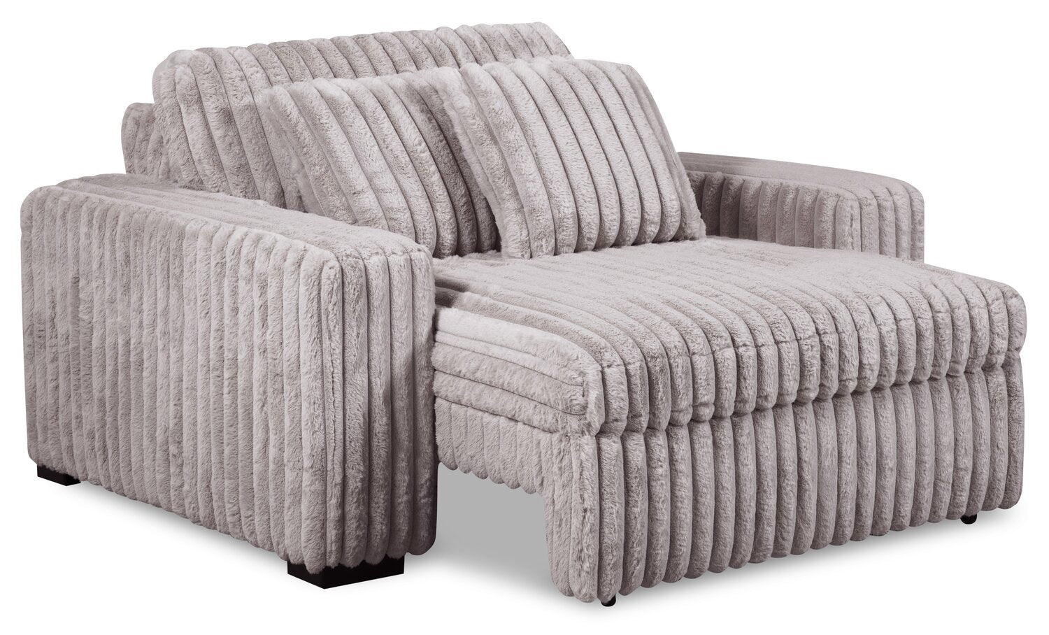 Stratus 59” Fog Grey Chenille Fabric Chair with Power Sliding Chais ...