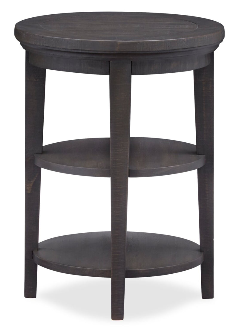 Hanson 18” Round Traditional Pine End Table - Graphite - The Brick
