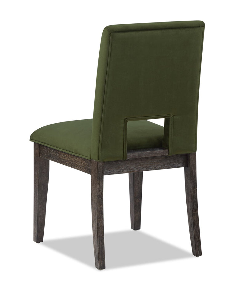 Zelda Dining Chair with Chenille Fabric - Green & Espresso Brown - The ...