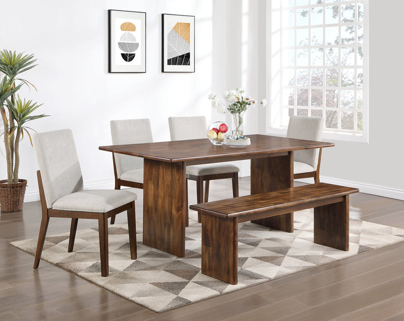 Vale Dining Bench, Wood, 58"W - Brown - The Brick