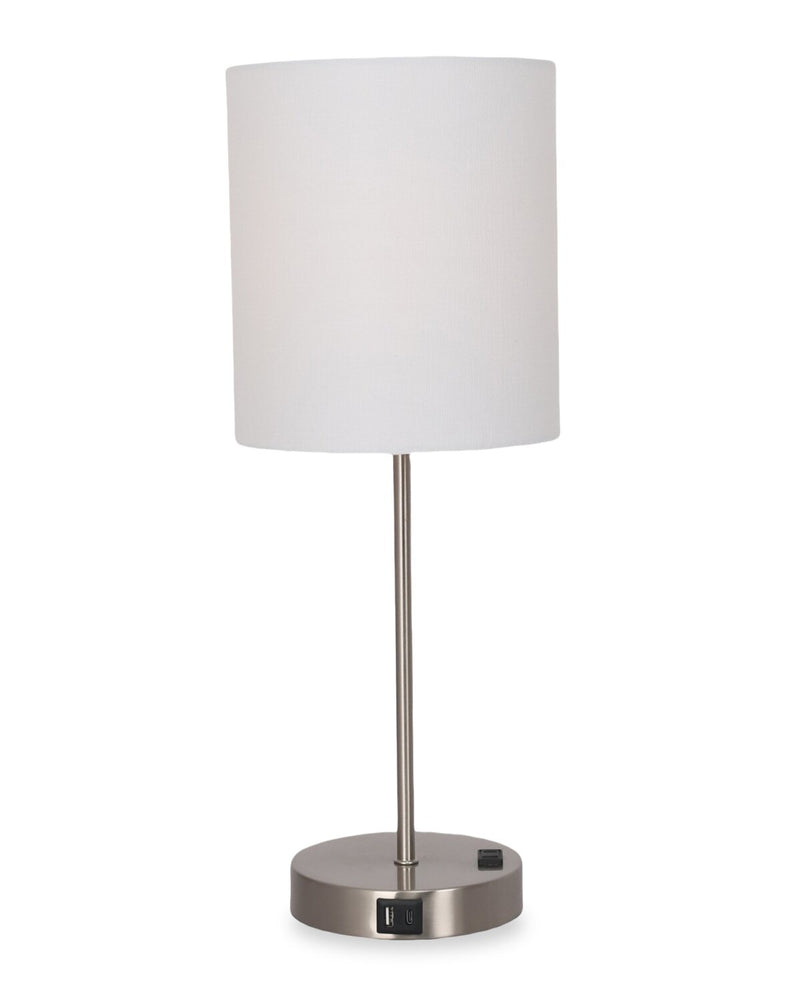 Chloe 21" Brushed Steel Metal 2-Piece Set, with Two Table Lamps - The Brick