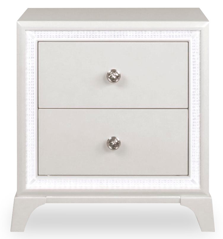 Halo Bedside 2-Drawer Nightstand with LED Light, 21"W x 24"H, Glam ...