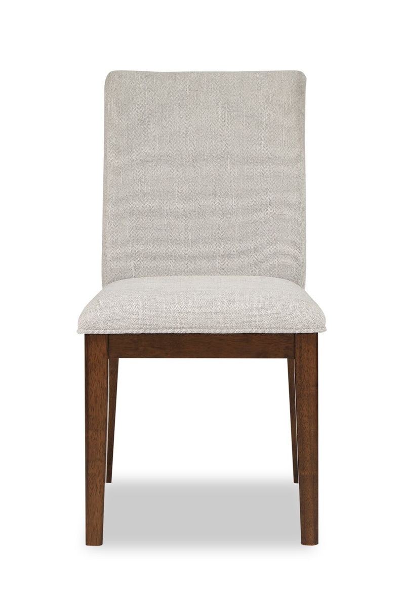 Vale Dining Chair with Polyester Fabric, Wood - Brown & Beige - The Brick