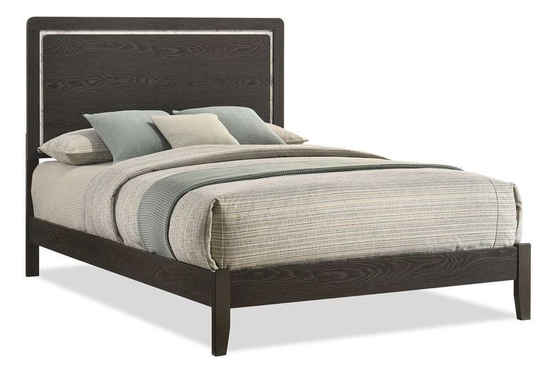 Sable Panel Bed with Headboard & Frame, Dark Grey - Queen Size - The Brick