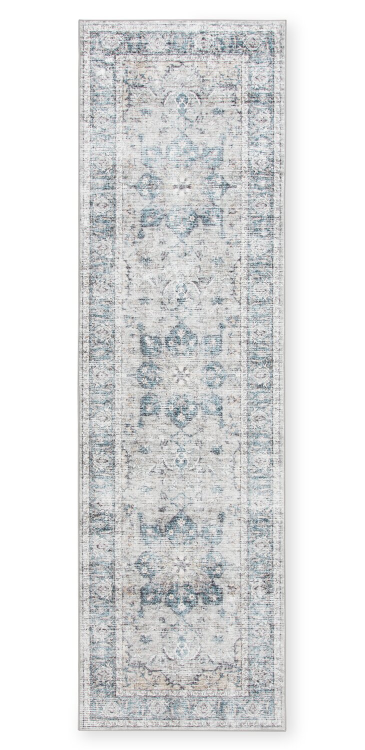 Melis Grey Washable Runner Area Rug - 2’ x 7’ - The Brick