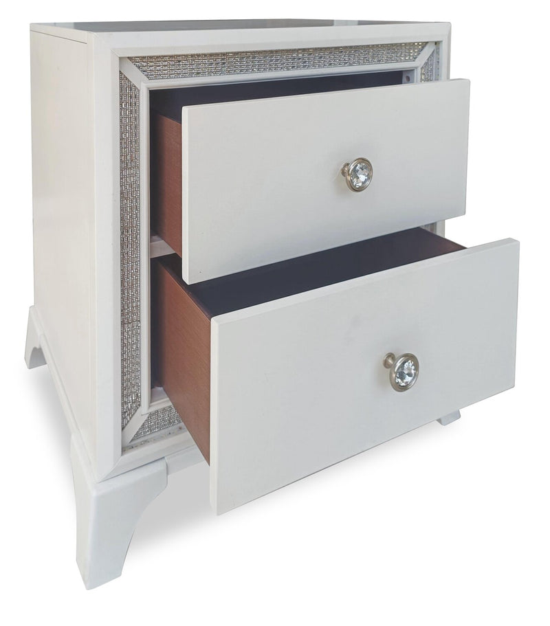 Halo Bedside 2-Drawer Nightstand with LED Light, 21"W x 24"H, Glam ...
