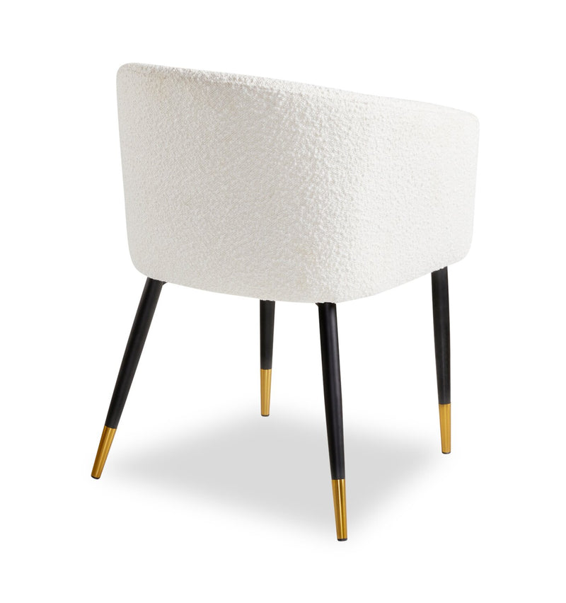 Gem Dining Chair with Boucle Fabric & Gold Accent, Metal - White - The ...