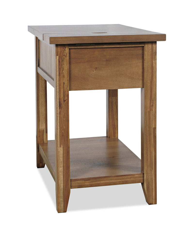 Nathan 16" Rustic Chairside Table with Storage, Shelf and USB Port ...