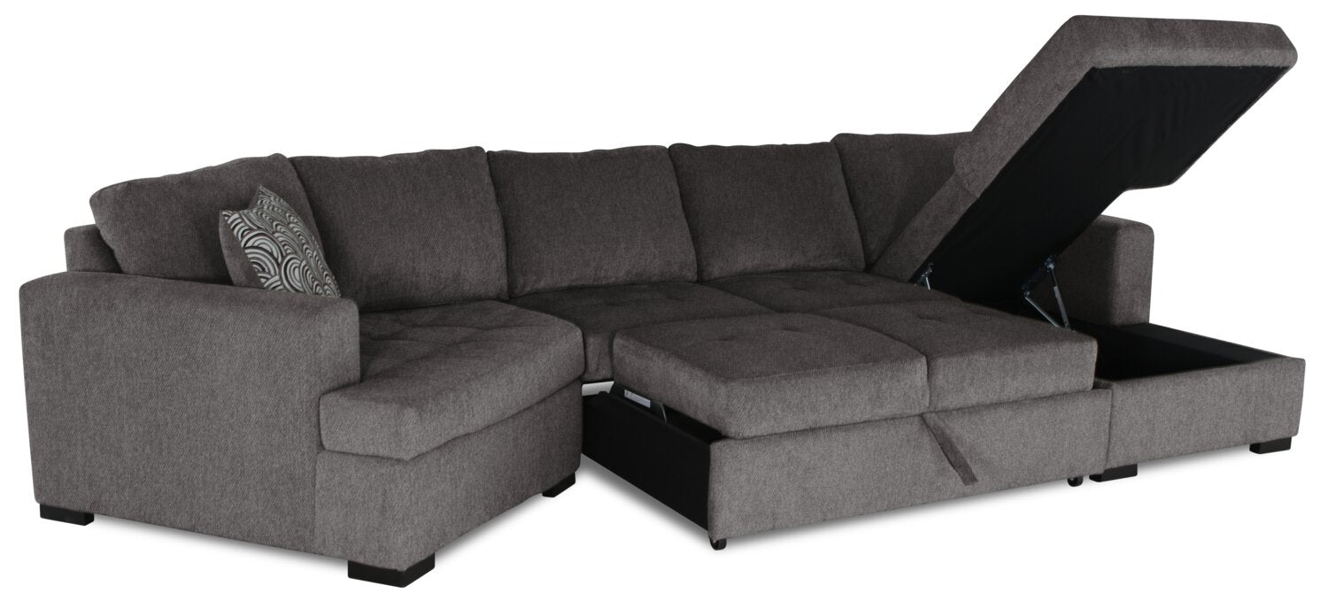 Legend 3-Piece Left-Facing Chenille Cuddler Sleeper Sectional with ...