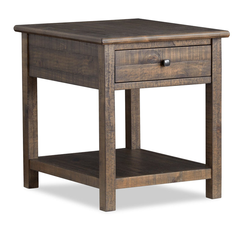 Edwin 22” Country Pine End Table with Storage - Homestead Brown - The Brick