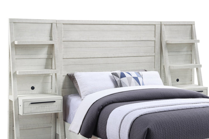 Haven Pier Bed with Headboard, Frame & 2 Piers, USB, LED, White - Q ...