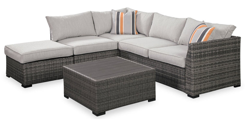 Victoria 4-Piece Outdoor Patio Set with Loveseat, Armless Chair, Co ...