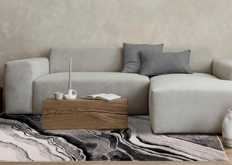 Plasma Black Grey Area Rug - 7'10" x 10'6" - The Brick