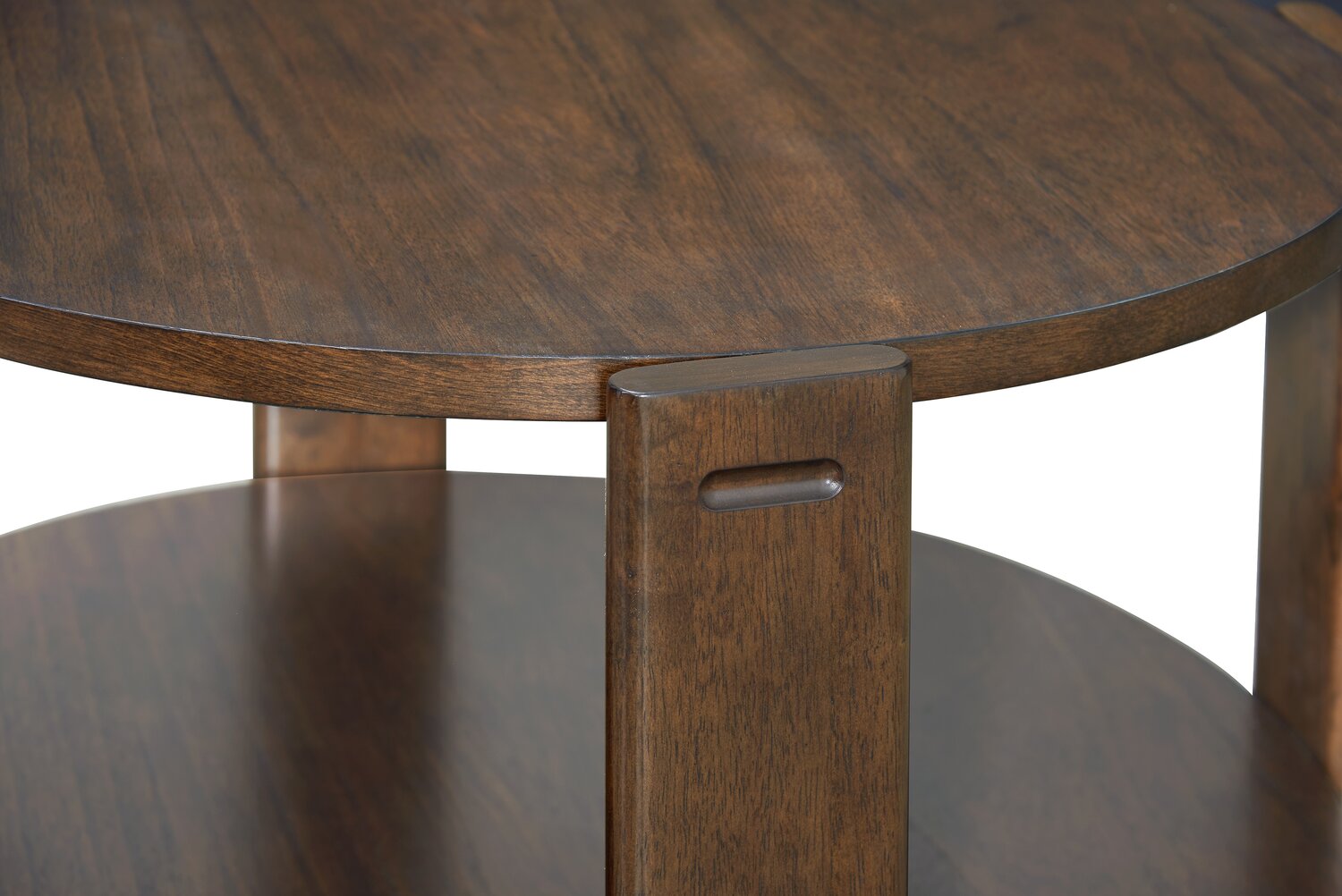 Conor 36 Modern Round Coffee Table with Shelf Casters Dark Bro. The Brick