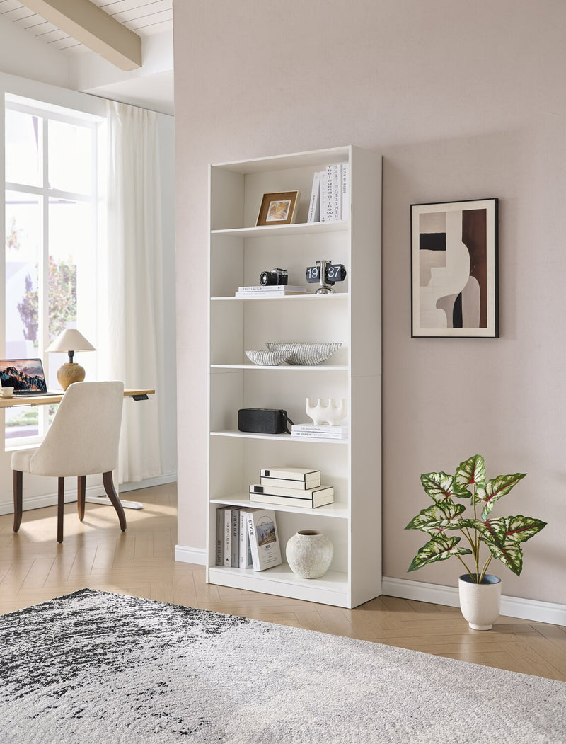 William 31.5" 6-Shelf Bookcase - White - The Brick