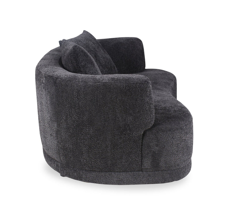 Moon 78" Fabric Curved Loveseat with Accent Pillows - Wooly Raven B ...