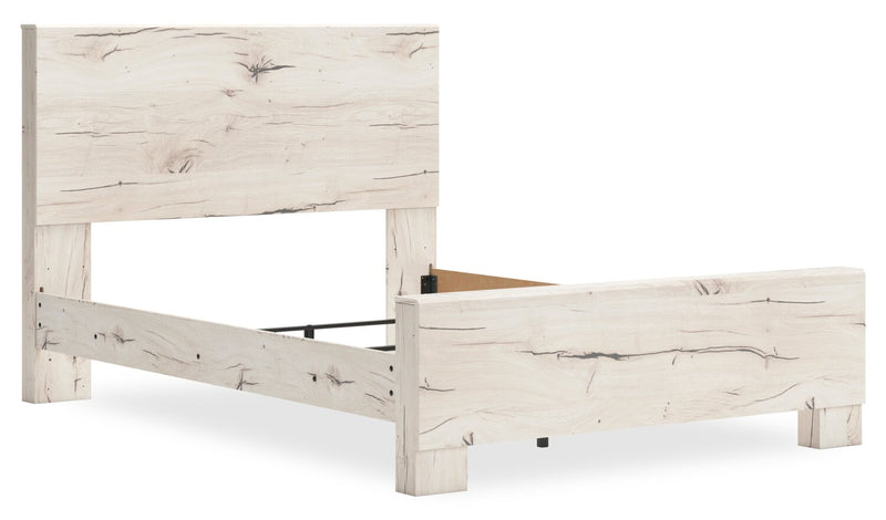 Derekson Panel Bed, Rustic White - Queen Size | The Brick