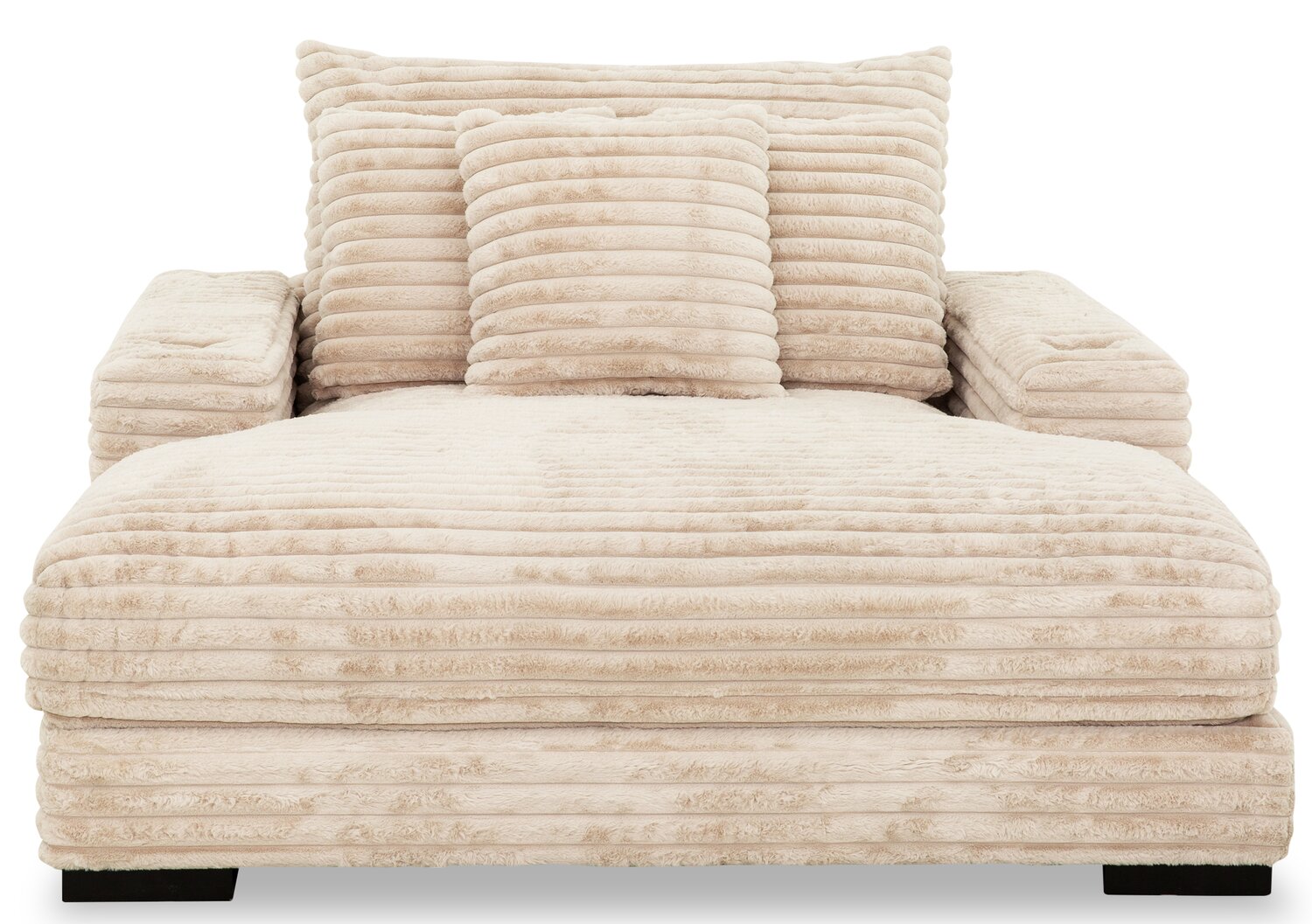 Alto 58" Taupe Ultra Plush Faux Fur Fabric Chaise Lounge with Dual ...