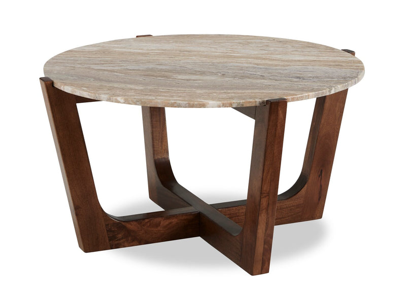 Haydon 36” Modern Coffee Table with Natural Marble - Warm Brown - The Brick